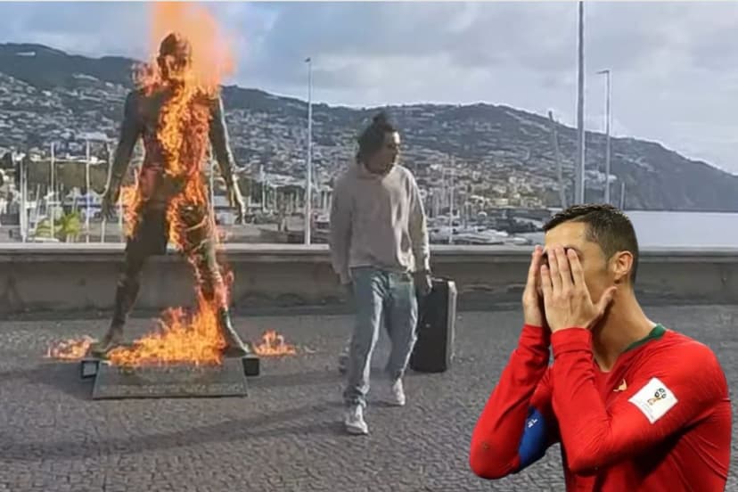Estátua de Cristiano Ronaldo é incendiada em Portugal - MundoBola